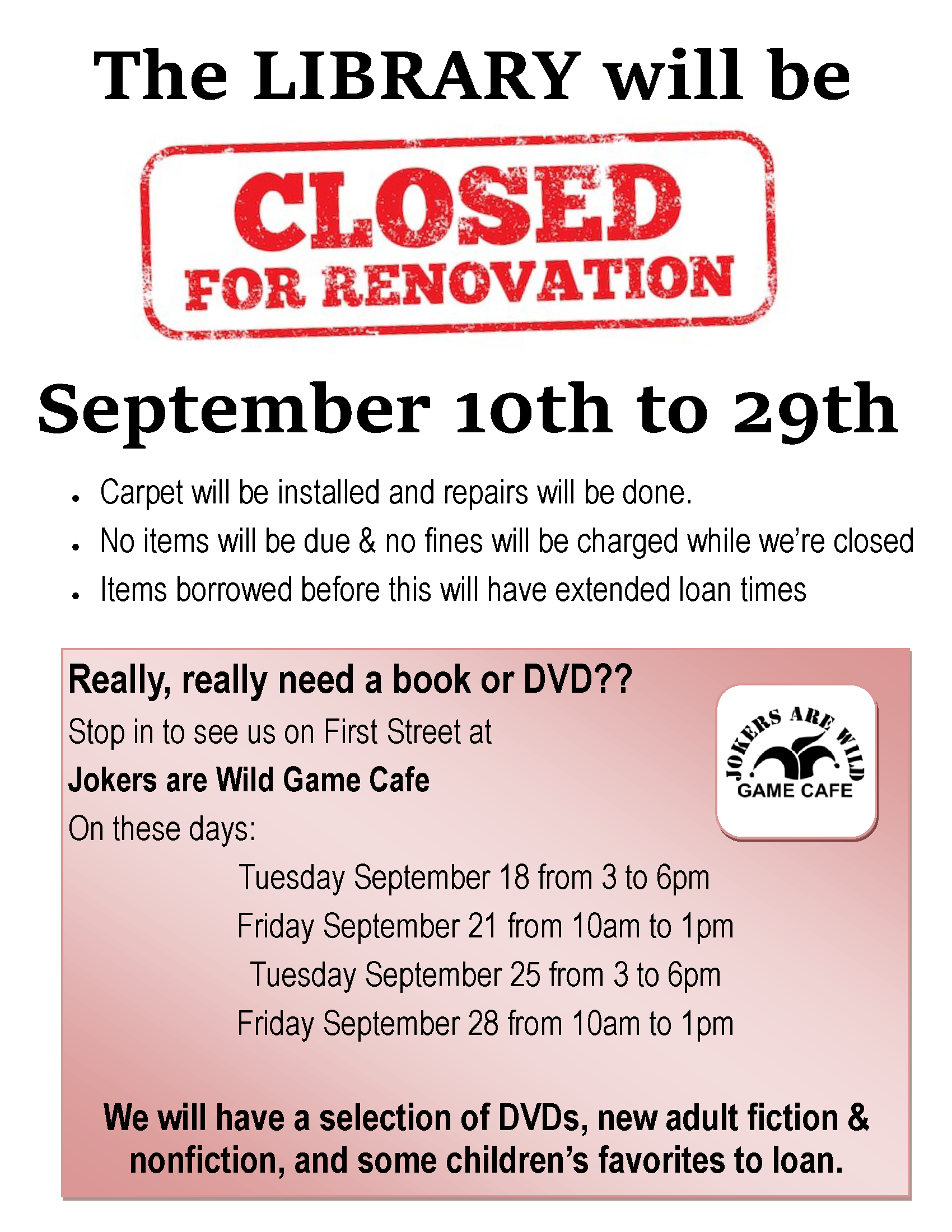 CLOSED carpet 2018 – Lehighton Area Memorial Library